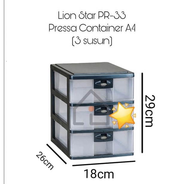 Jual KONTAINER/LACI PLASTIK SUSUN 3 LION STAR PRESSA L | Shopee Indonesia
