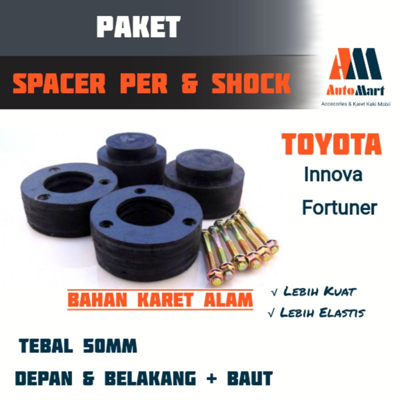 Jual Paket Lift Spacer Shock dan Per Innova Fortuner Fr & Rr Tebal 50mm ...