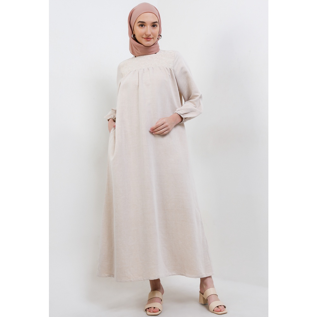Jual MFMW Mumtaz Dress Gamis Cream | Shopee Indonesia