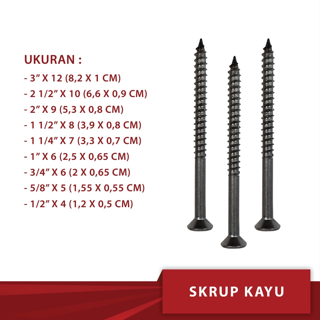Jual Skrup Baut Kayu Drywall Lemari CHW Wood Screw Ukuran Lengkap ...