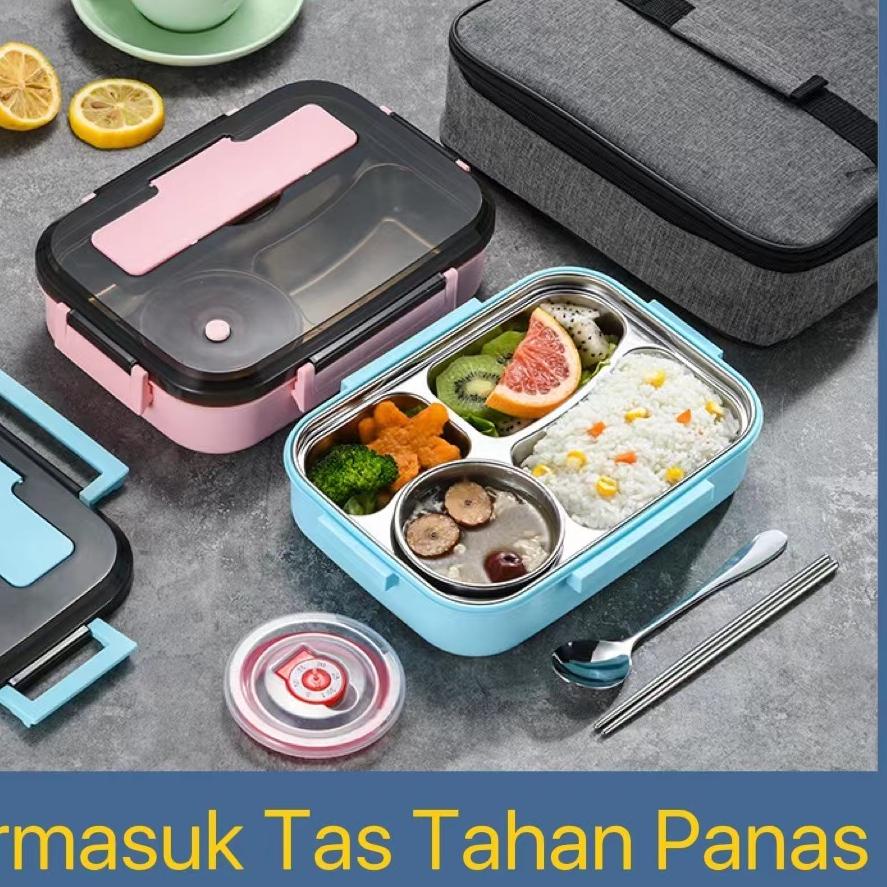 Jual ⅎ TEMPAT MAKAN Lunch Box Stainless + TAS Tahan Panas Dan Anti ...