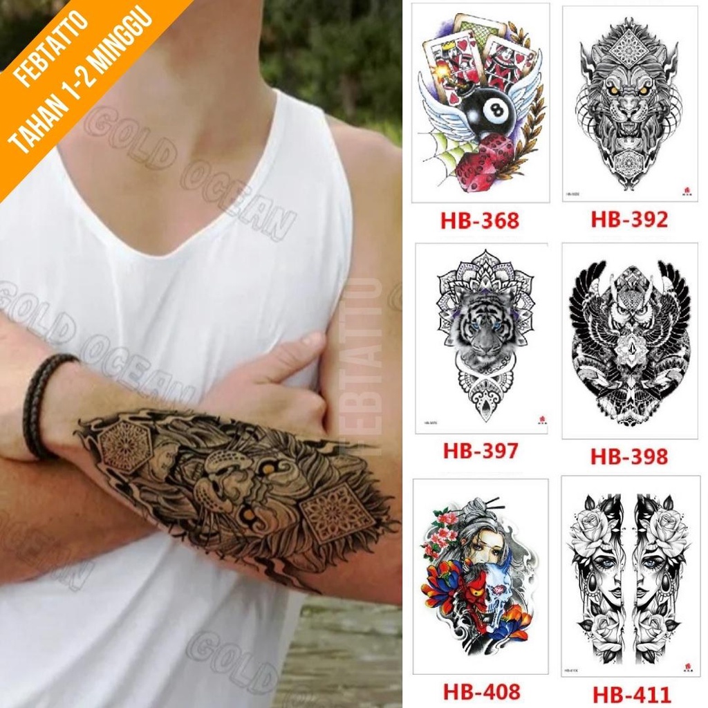 Jual Tato Temporer Ukuran 21cm x 15cm Motif Singa Mandala HB 392 Tato ...