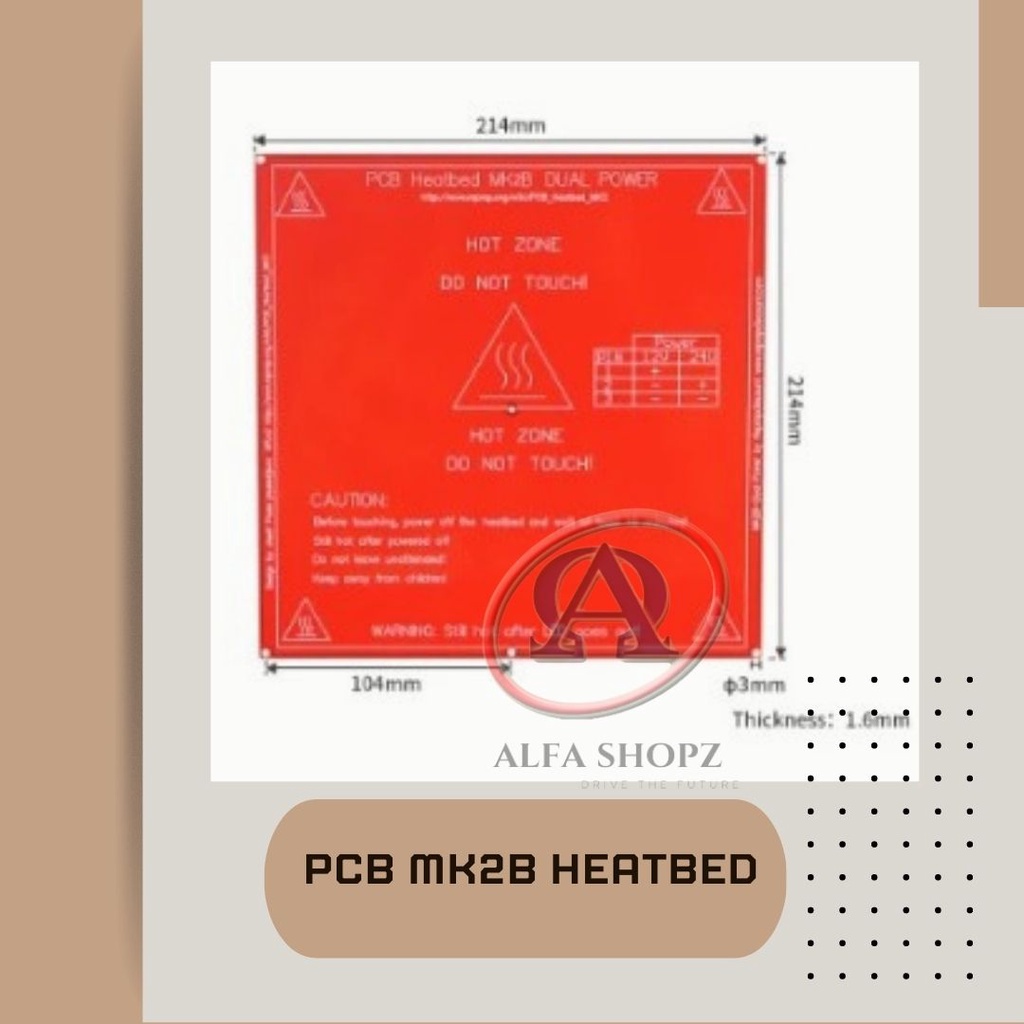 Jual PCB MK2B Heatbed Heated 3d Printer Dual Power 12/24V | Shopee ...