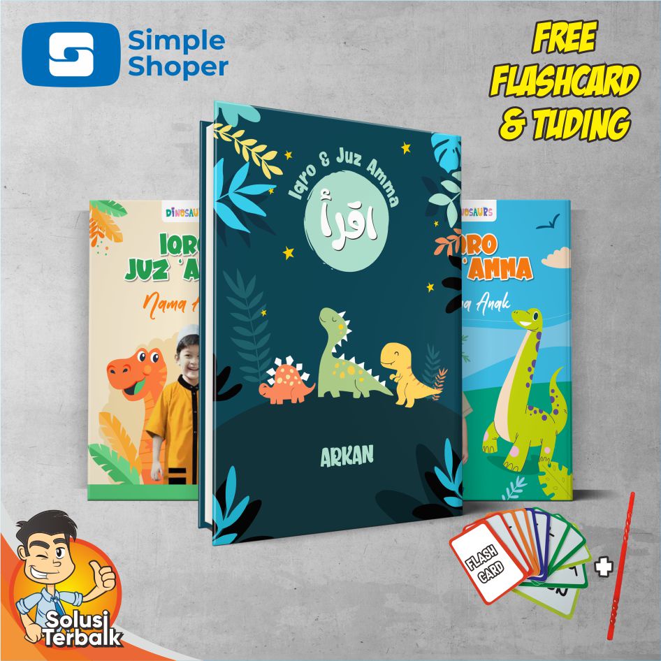 Jual Iqra Custom / Iqro dan Juz Amma Custom Hard Cover Dino Series Bisa ...