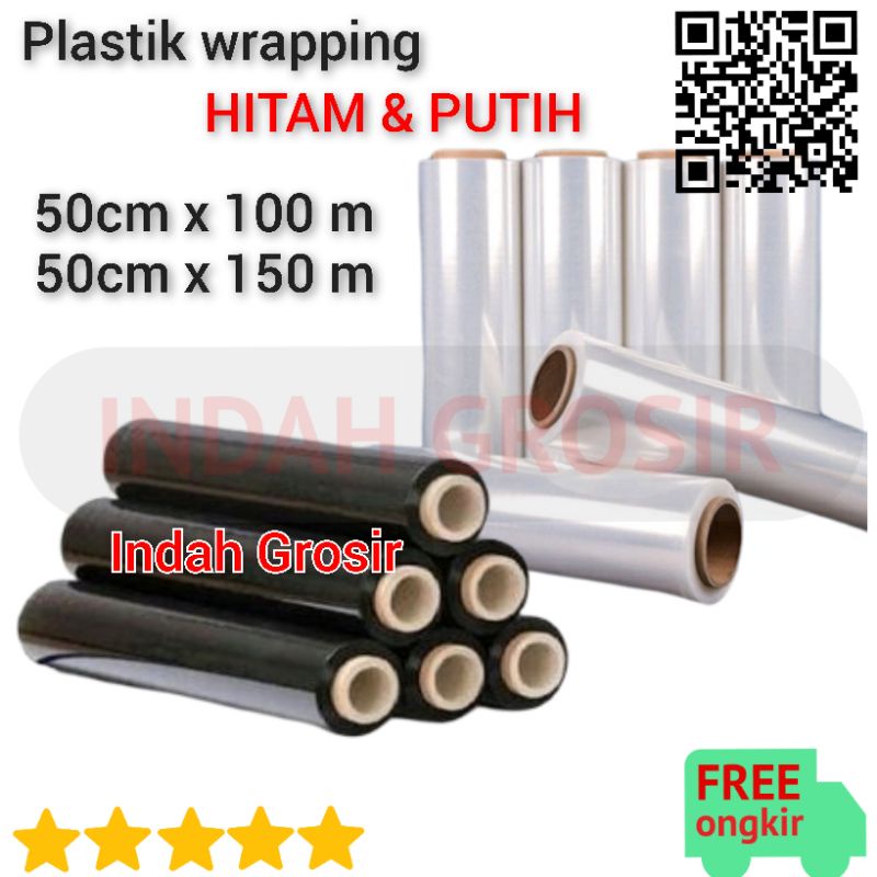Jual PLASTIK WRAPPING 50cm x 100m & 50cm x 150m - HITAM & PUTIH ...