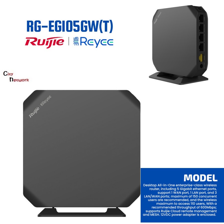 Jual RG-EG105GW(T) Ruijie Reyee Wi-Fi 5 1267Mbps Wireless Business Router EG105 GW T | Shopee ...