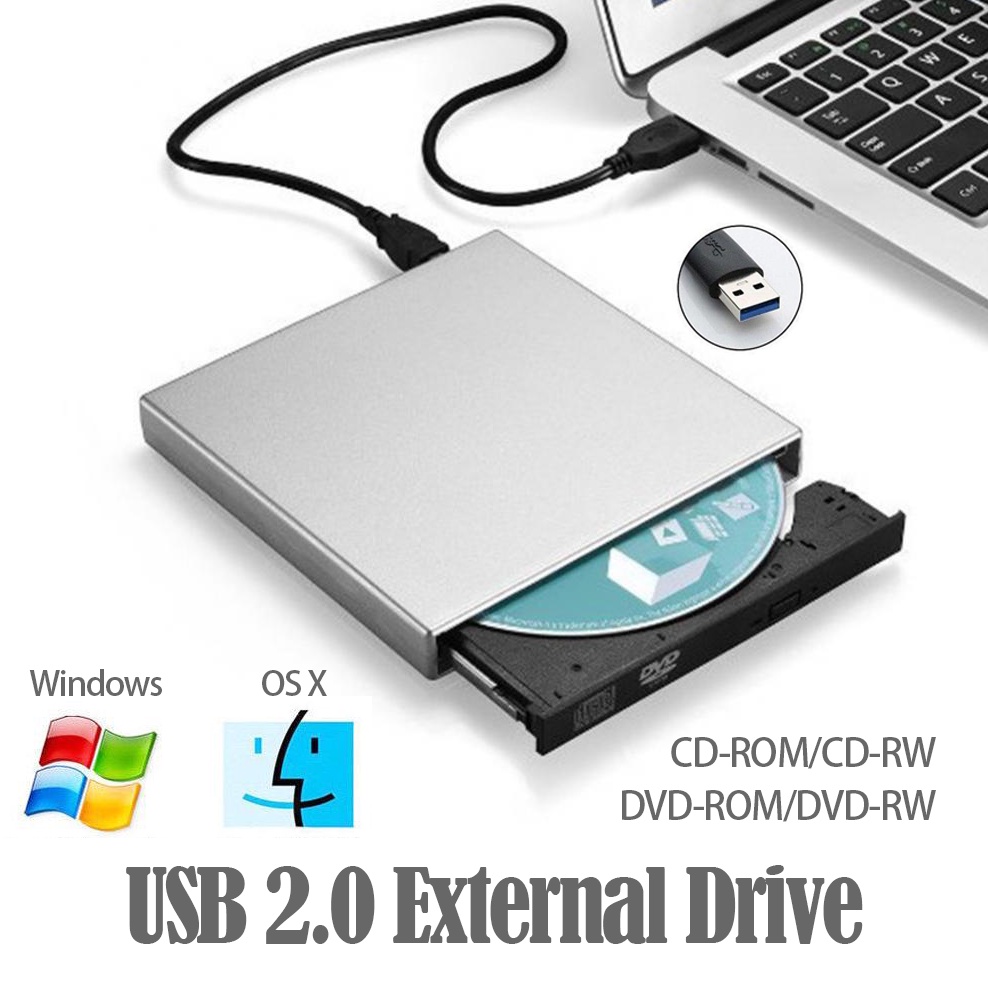 Jual CD ROM External DVD Drive USB 2.0 Pasang dan Mainkan Slim Portable ...