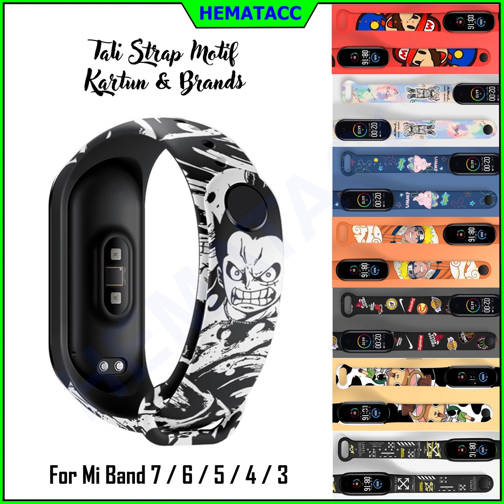 Jual Strap Mi Band 7 6 5 4 3 Motif Logo Kartun Lucu Tali Xiaomi Band 7 Hematacc | Shopee Indonesia