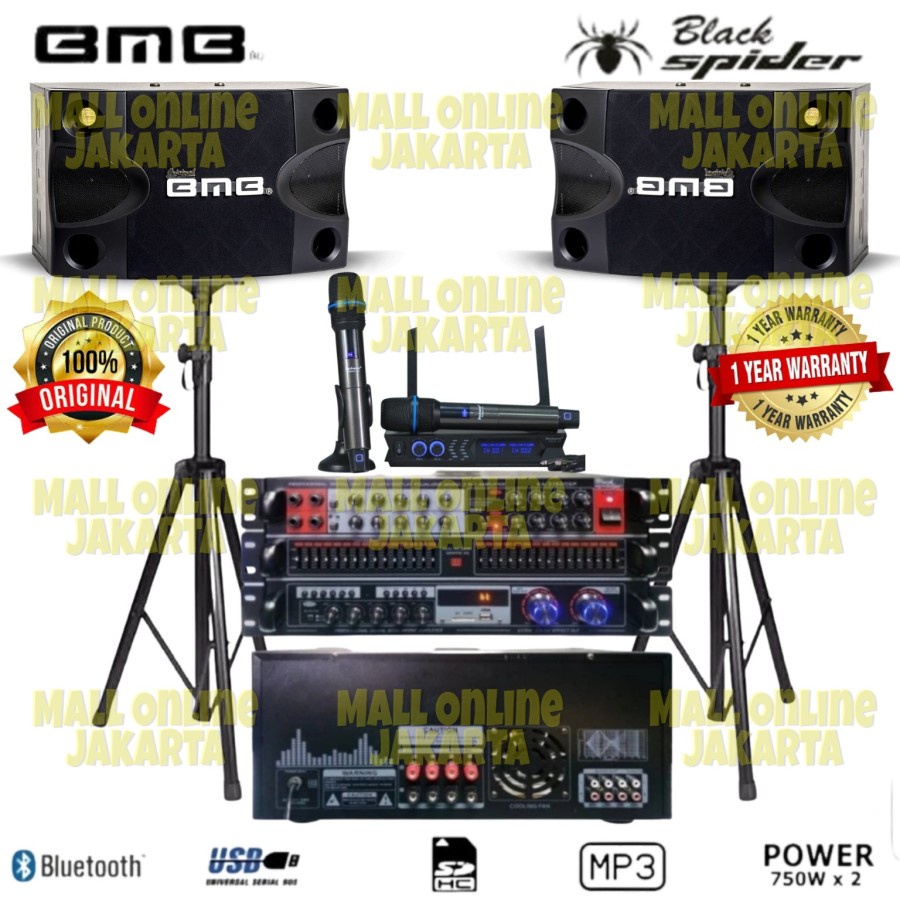 Jual Paket karaoke bmb 8 inch power ampli blsckspider original siap pakai | Shopee Indonesia