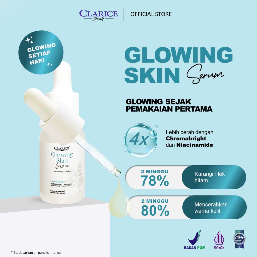 Jual CLARICE Beauty Glowing Skin Serum Whitening Complex - Serum Bebas Flek Dan Kusam | Shopee ...