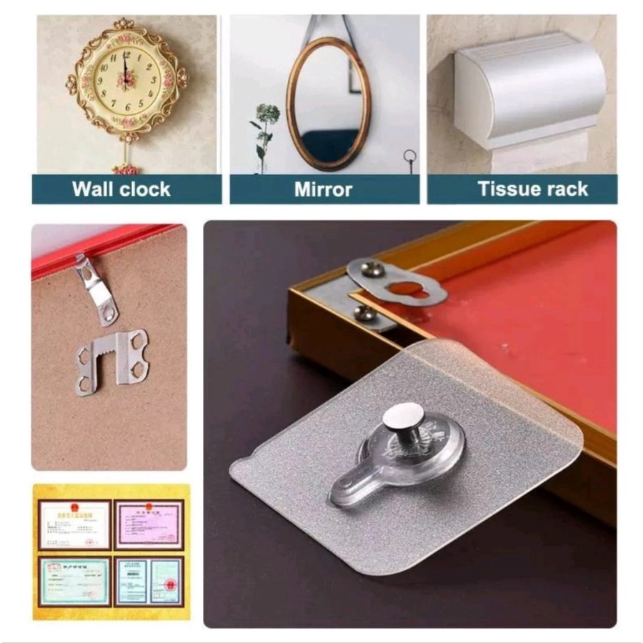 Jual hook paku tempelan dinding cantelan tembok putih bening polos ...