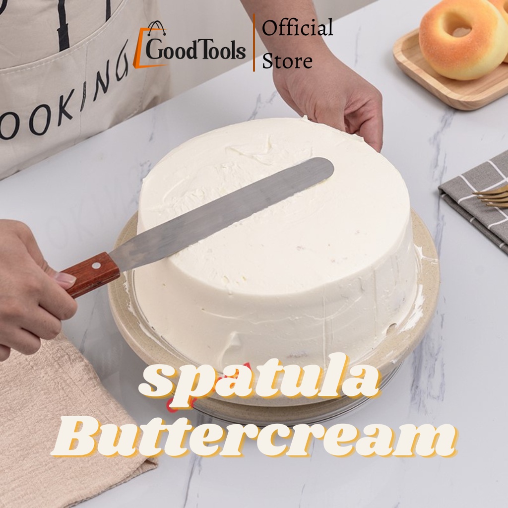 Jual GoodTools Spatula stainless lurus / buttercream gagang Kayu | Shopee Indonesia