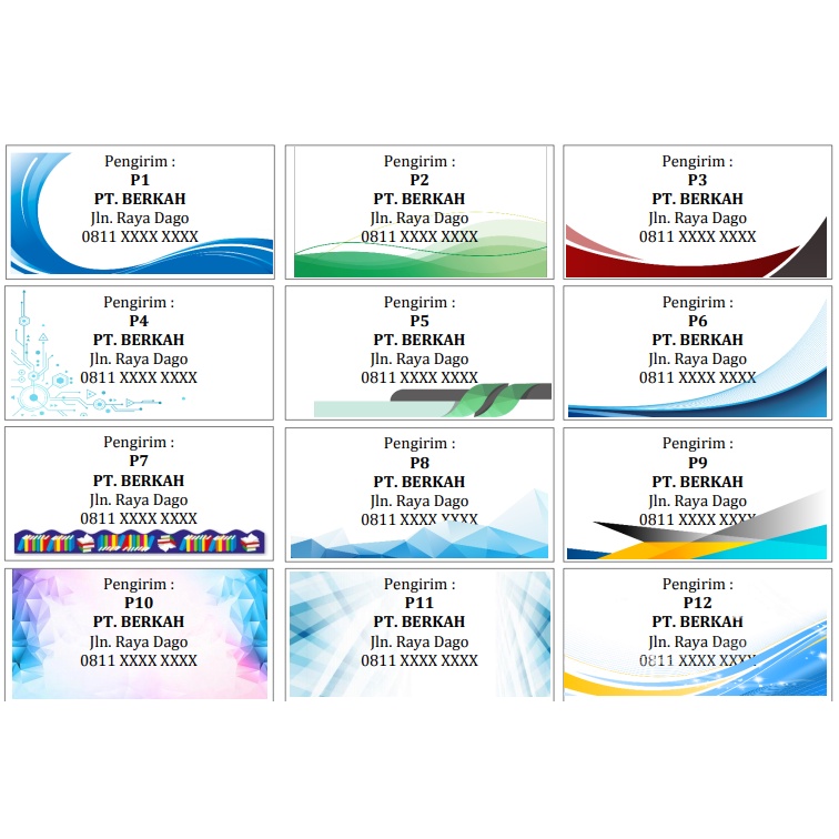 Jual Cetak Label Nama Undangan 103 Motif P/Perusahaan/Alamat/Telp/Kartu ...