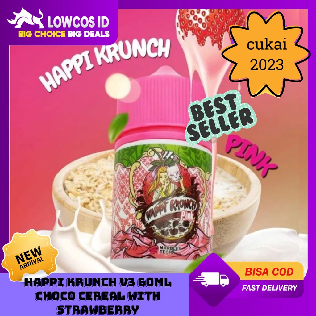 Jual HAPPI KRUNCH V3 CHOCO CEREAL WITH STRAWBERRY MILK 60ML | Shopee ...