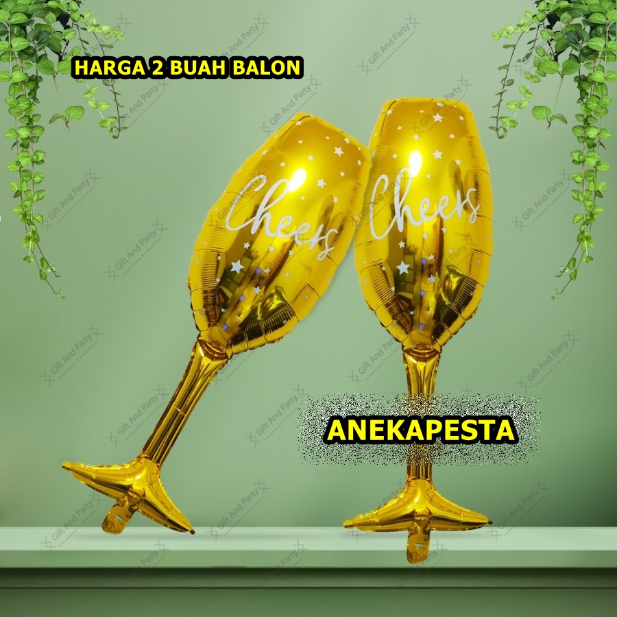 Jual Balon Foil Botol Minuman Gelas Cheers Tahun baru Ulang Tahun (2 ...