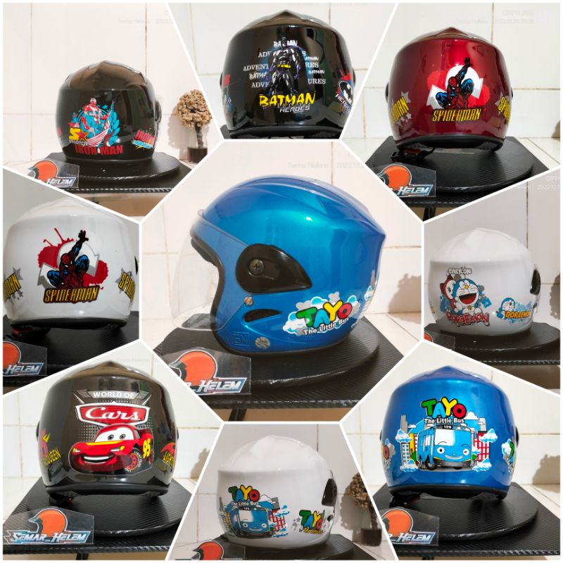 Jual Helm Anak Karakter Motif Gambar Cowok Cewk laki umur 2 3 4 5 Tahun ...