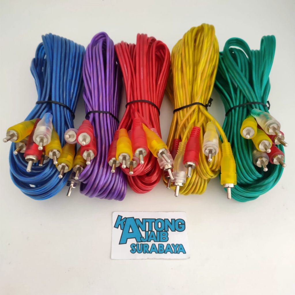 Jual Kabel 3 RCA to 3 RCA Transparan 4 Meter Kabel AV Video Transparan Kabel ke TV Kabel ...