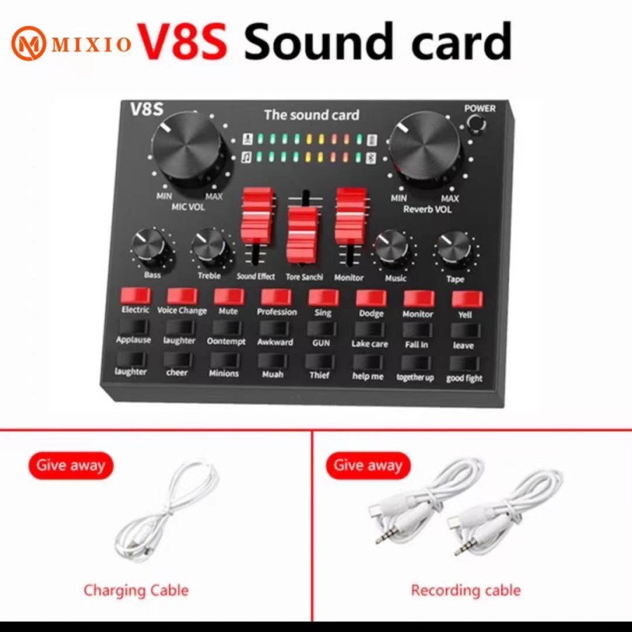 Jual MIXIO V8S PREMIUM Soundcard Live Streaming Phone Laptop Microphone ...