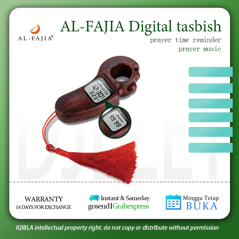 Jual Azan Clock With Tasbih Digital Athan Watch Qibla Direction ...