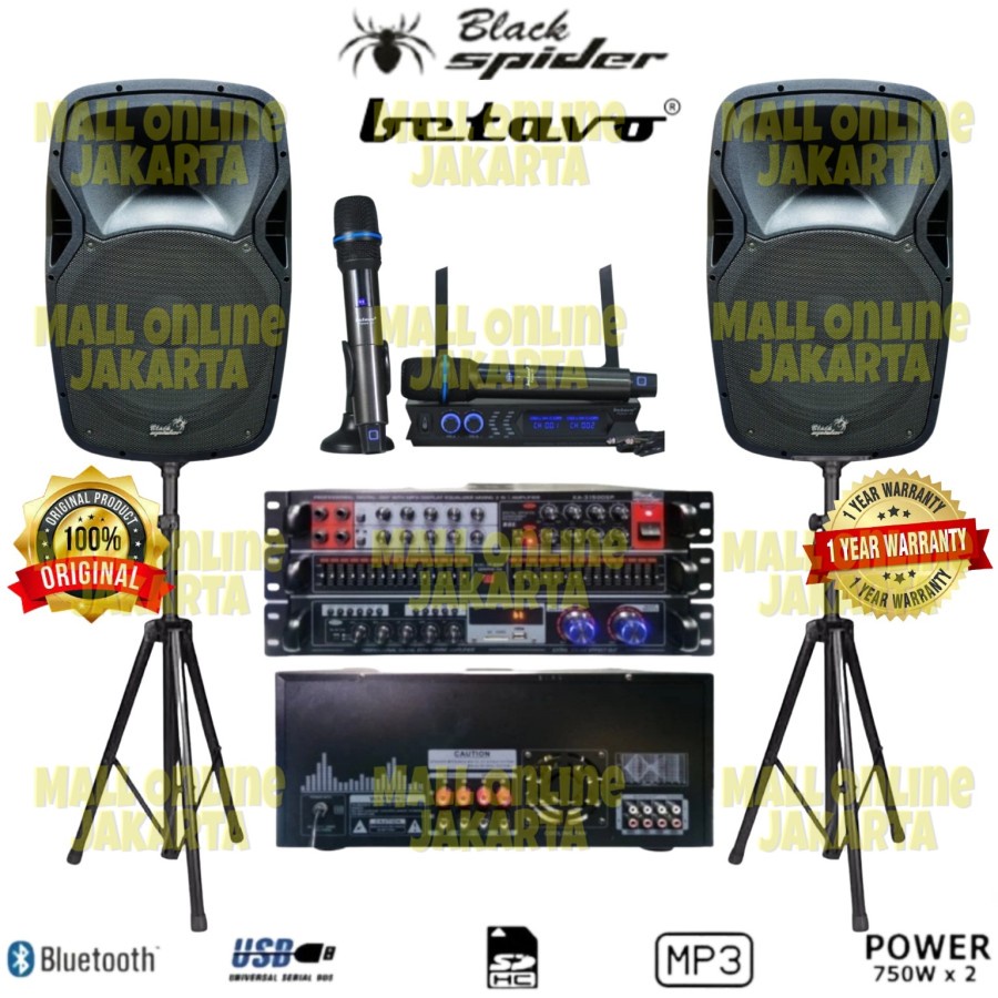 Jual Paket Sound system 15 inch Blackspider original 1500 watt outdoor ...