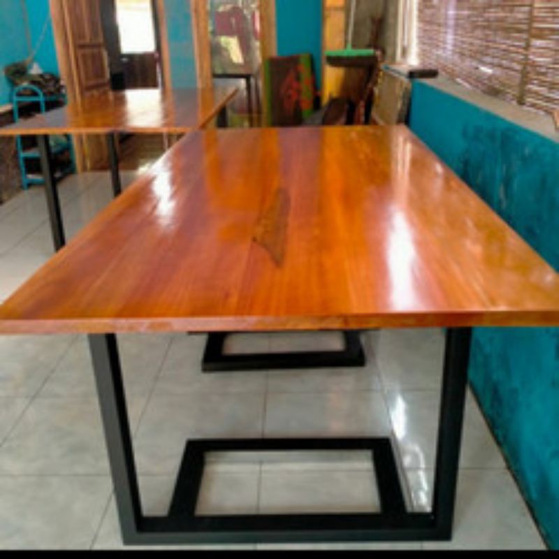 Jual MEJA KAYU MAHONI 120X60 KAKI BESI | Shopee Indonesia