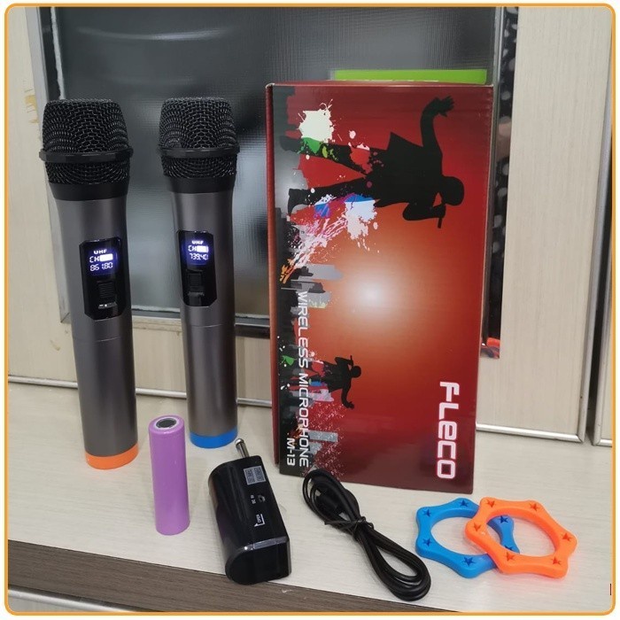 Jual Wireless Microphone Fleco M-13 Double Mic / Fleco F-M02 Single Mic ...
