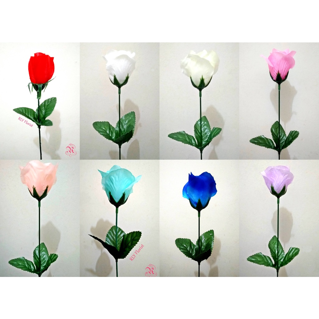 Jual 1 Tangkai Mawar Kuncup 5 cm Kain Tinggi 45 cm Artificial Flower ...