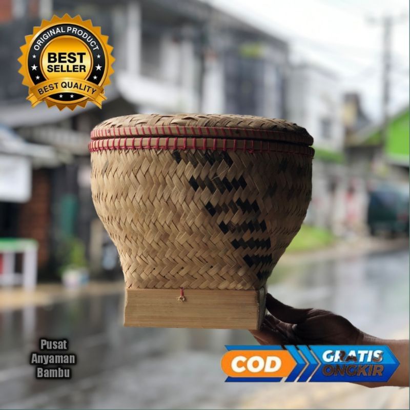 Jual Bakul Nasi Plus Tutup / Bakul Nasi Kapasitas 1 liter / Bakul Bambu ...