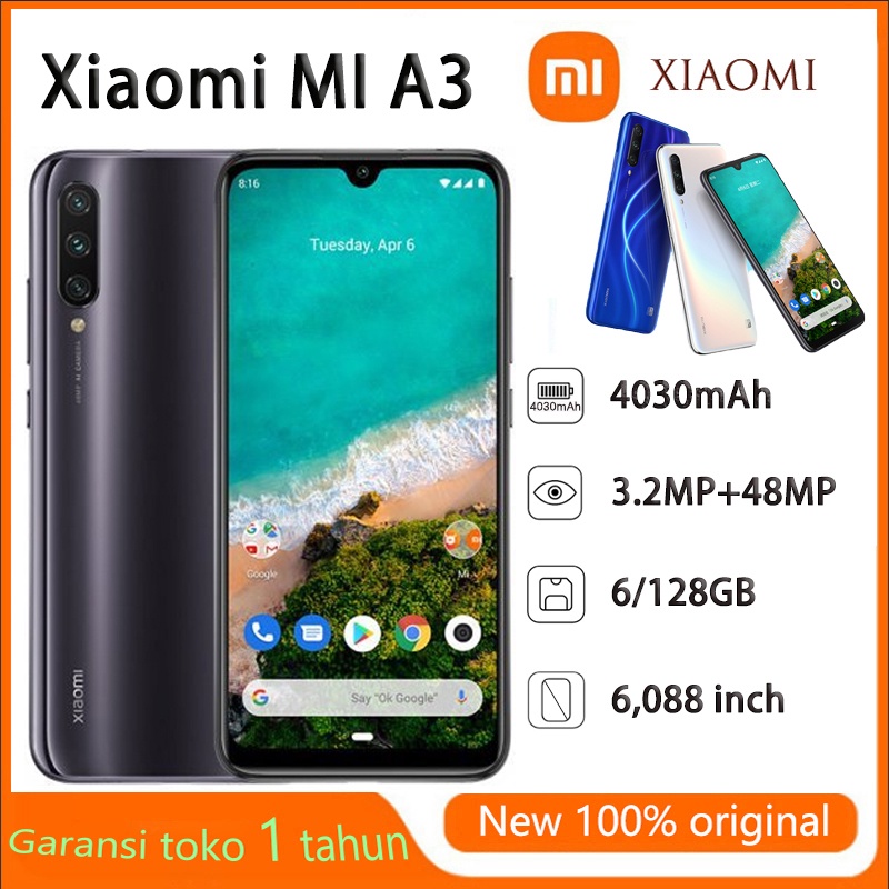 Jual HP Xiaomi MI A3 RAM 6/128GB handphone 6.088 inches HD screen 4030 ...