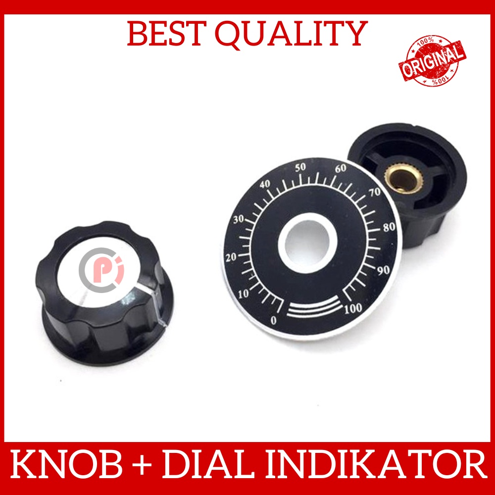 Jual Knop Potentiometer Cap & Counting dial Indikator 0-100 Scale knob Rotary Potensio | Shopee ...