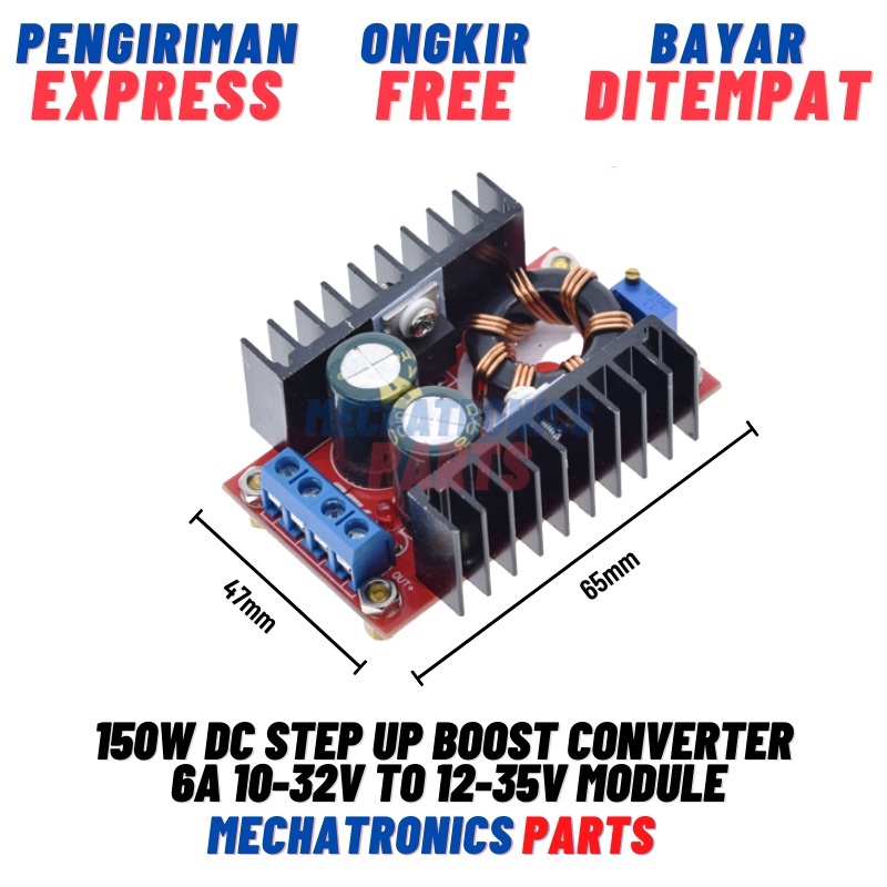 Jual 150W DC STEP UP BOOST CONVERTER 6A 10 32V TO 12 35V MODULE ...