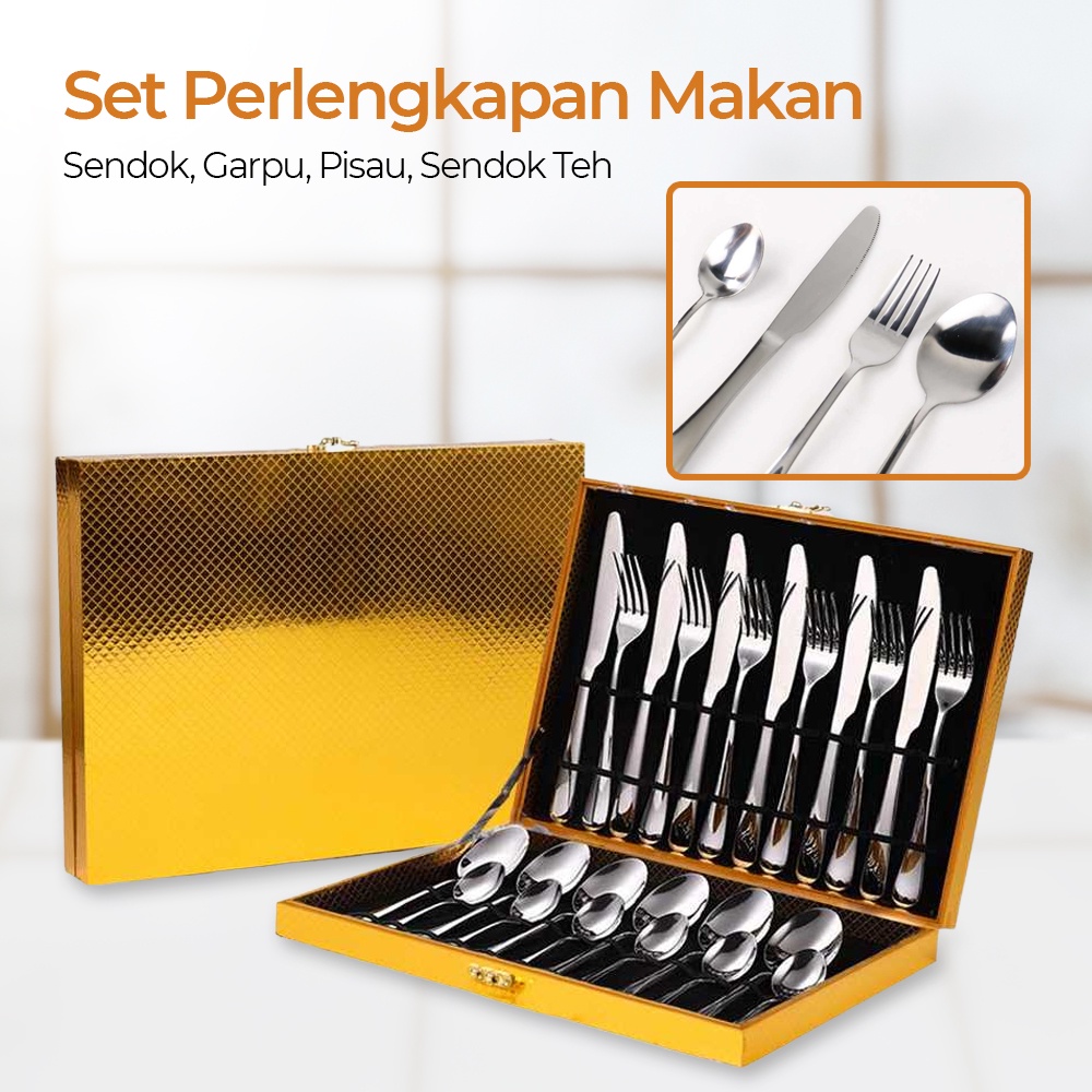 Jual Set Alat Makan 24 PCS Sendok Garpu Pisau Elegant Life Set | Shopee ...