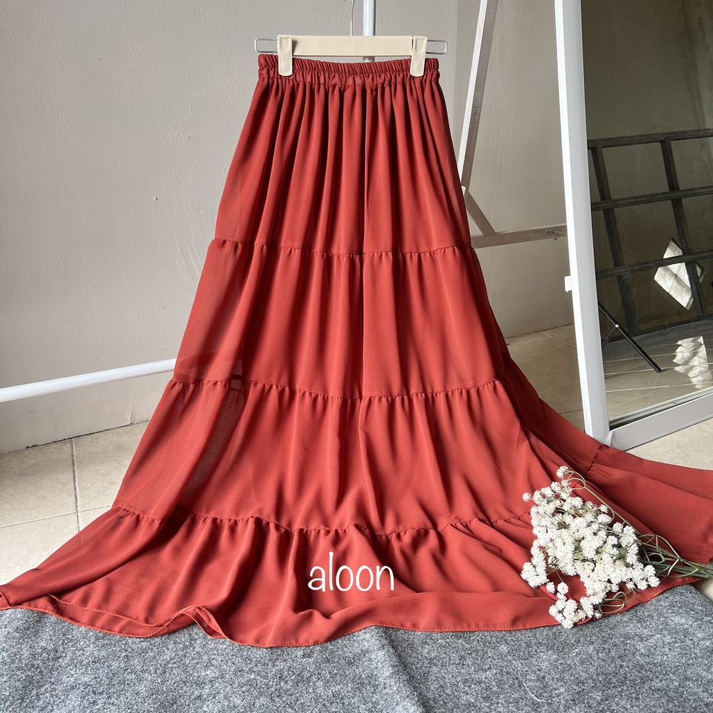Jual Selia Rok Rempel Ceruty Babydoll Premium – Rok Susun Ruffle Maxi ...