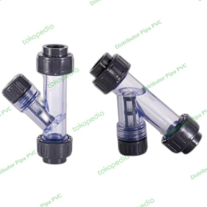 Jual Y Strainer Clear Double Union PVC 1/2 inch Fitting PVC Pipa PVC ...