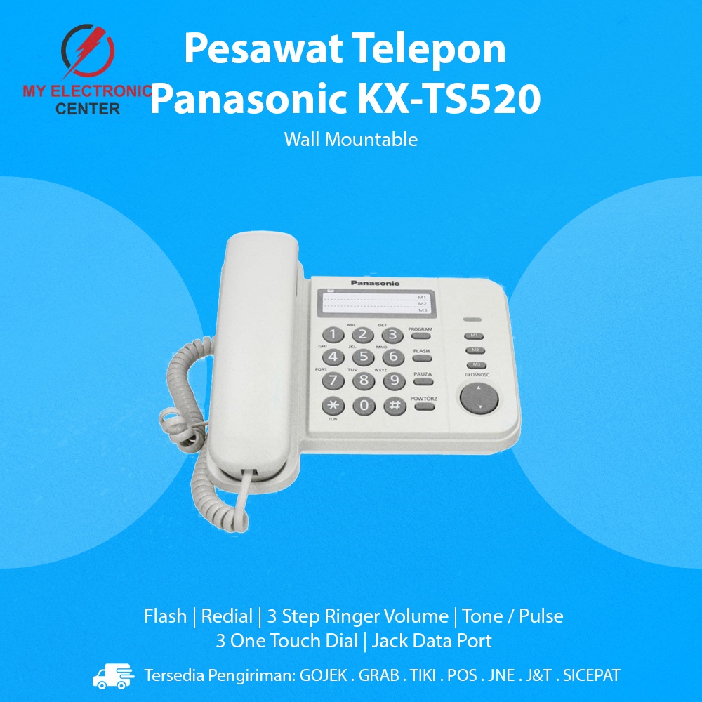 Jual Telepon Kabel Panasonic KX-TS520 Telepon Dinding Rumah Kantor Indihome | Shopee Indonesia
