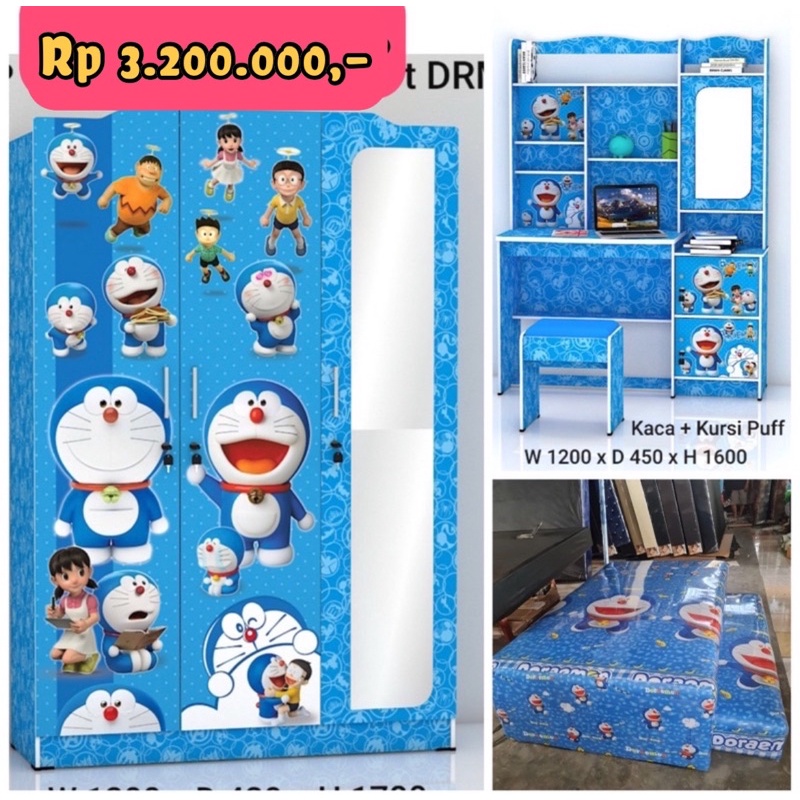 Jual Paket kamar anak komplit set bed dorong berkepala sandaran, lemari ...