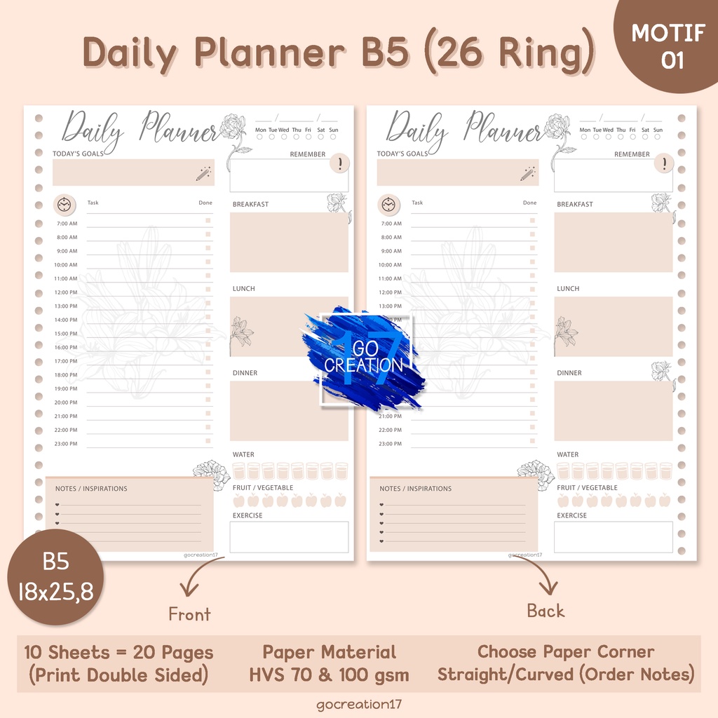 Jual Kertas Isi Binder Daily Planner Motif B5 | Shopee Indonesia
