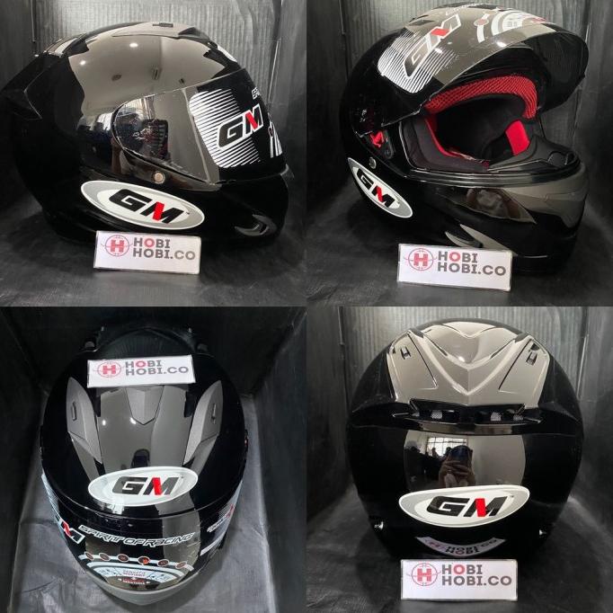 Jual Helm Full Face Murah Helm Gm Race Pro Solid Black Original Helm Gm ...