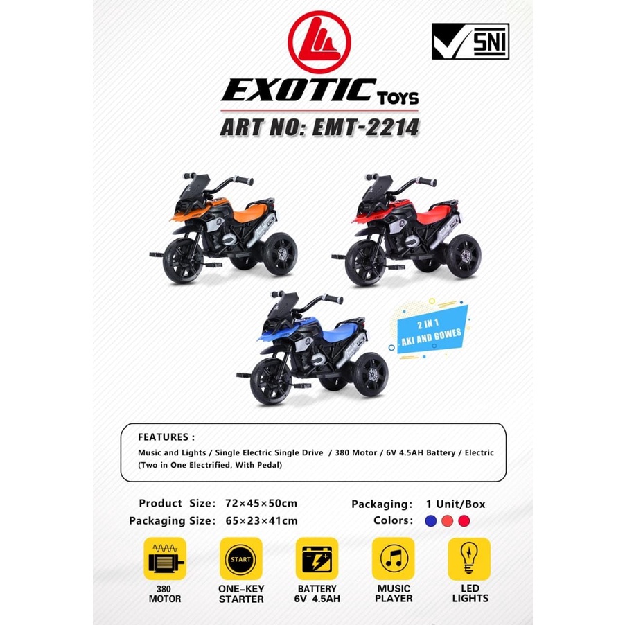 Jual Motor Aki dan Gowes (2 Fungsi) Merk Exotic EMT 2214 Dan EMT 2234 ...