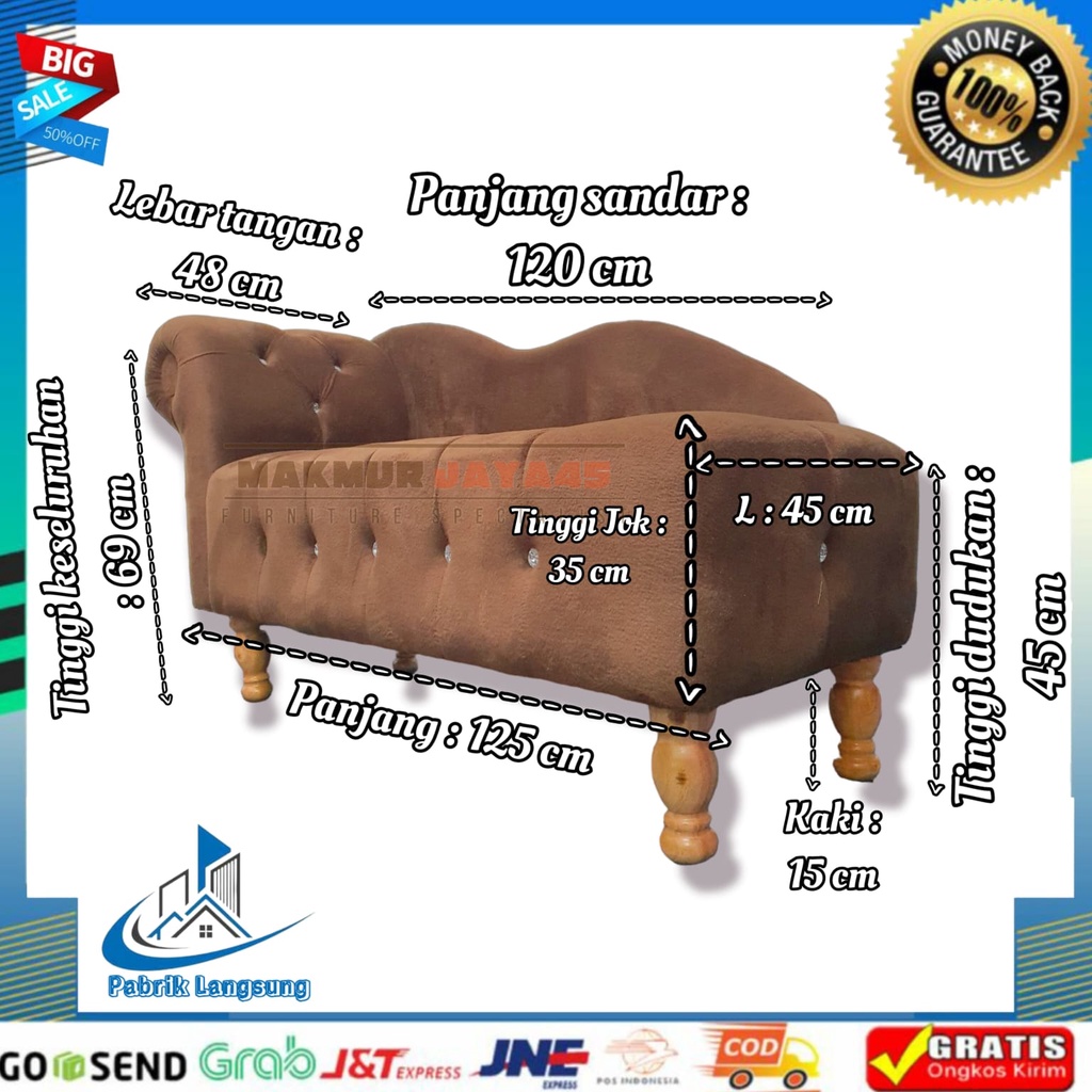 Jual SOFA SANDAR - BENCH MINIMALIS / SOFA BAHAN BULUDRU 125 CM | Shopee ...