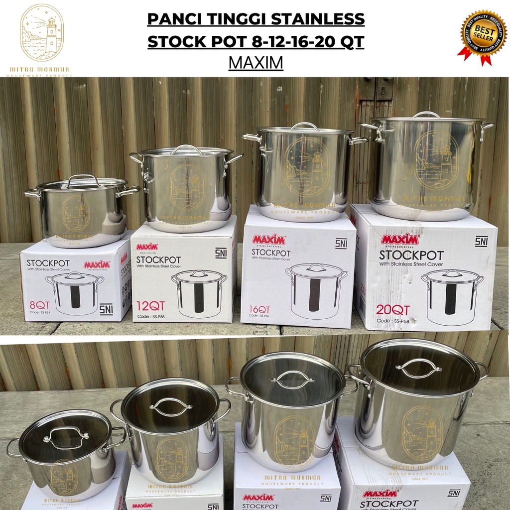 Jual SALE!! MAXIM PANCI TINGGI STAINLESS / PANCI MASAK / STOCK POT 8 12 ...