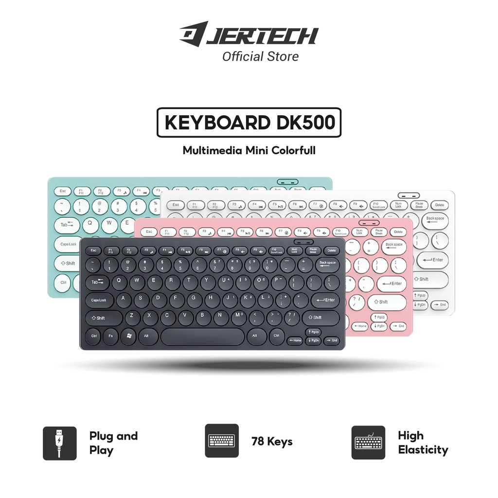 Jual JERTECH Keyboard Mini Kabel Usb DK500 Simple Keyboard Layout & FN ...