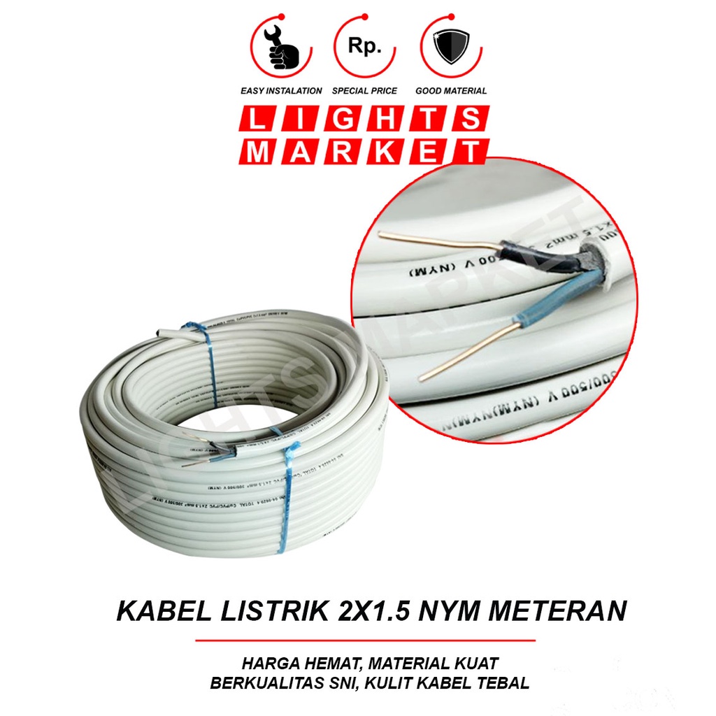 Jual Kabel Listrik 2x1.5 NYM Meteran Permeter SNI | Shopee Indonesia