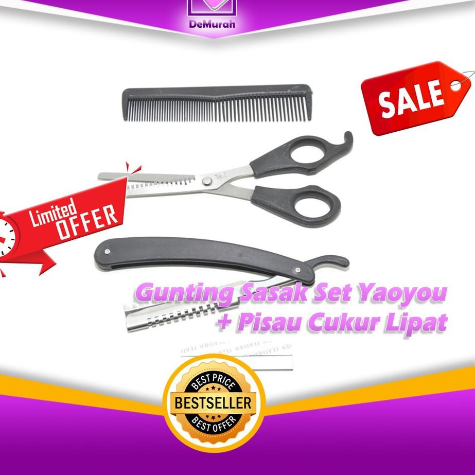 Jual Kode X3j3I SKU-0299 Gunting Sasak Set Yaoyou + Pisau Cukur Lipat ...