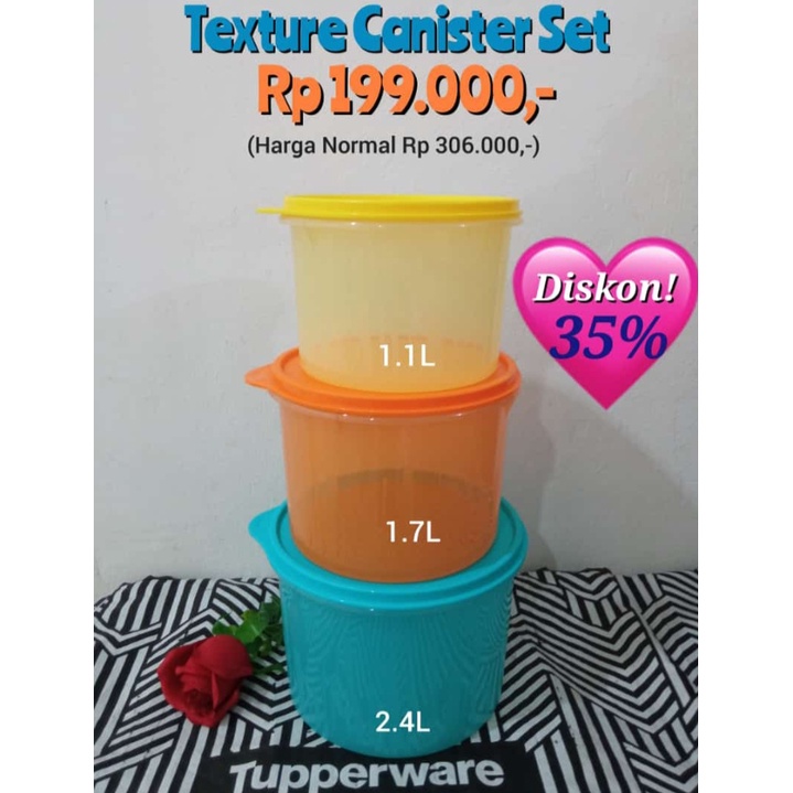 Jual TUPPERWARE TEXTURE CANISTER SET (3) - TOPLES MAKANAN | Shopee ...