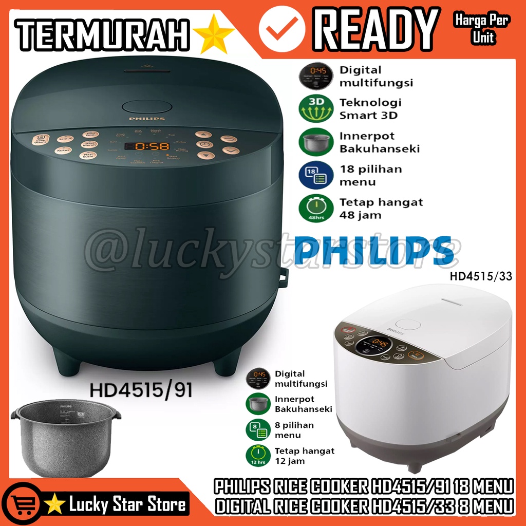 Jual PHILIPS HD4515/91 – RICE COOKER 1.8 LITER 18 MENU PHILIPS 1.8L ...