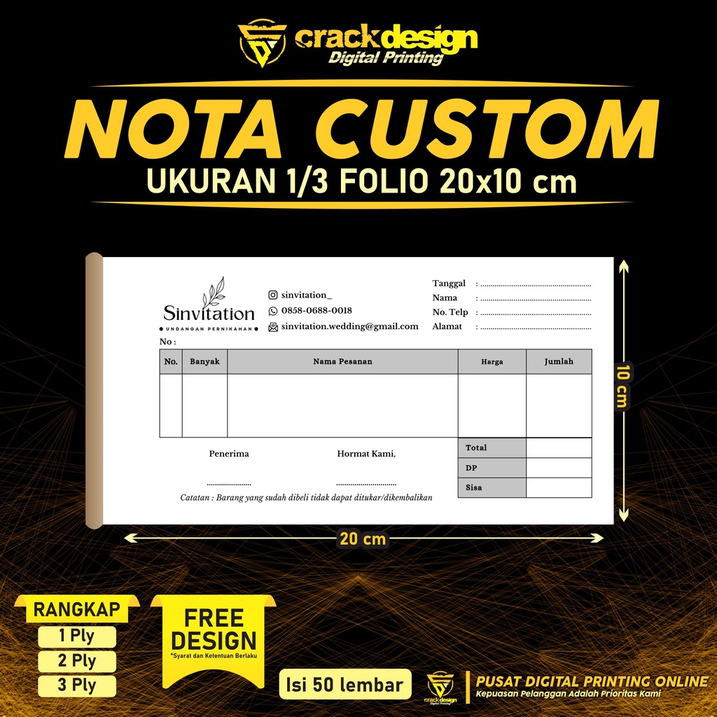 Jual CETAK NOTA UKURAN 1/3 FOLIO GROSIR CUSTOM TOKO / NOTA OLSHOP ...