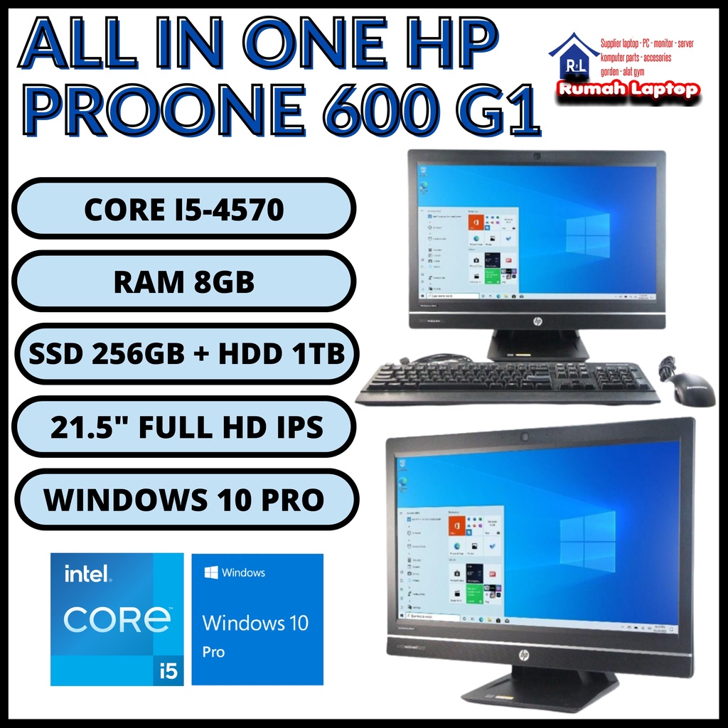 Jual Promo Pc Aio Hp Pro One 600 G1 Core I5 Ram 8gb Ssd 256gb + Hdd 1tb ...