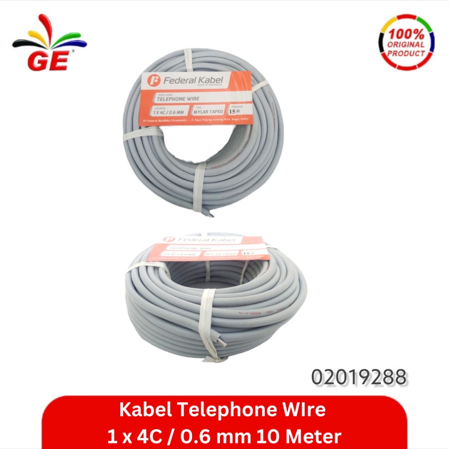 Jual Kabel Telephone WIre 1 x 4C / 0.6 mm 10 Meter 02019288 | Shopee ...