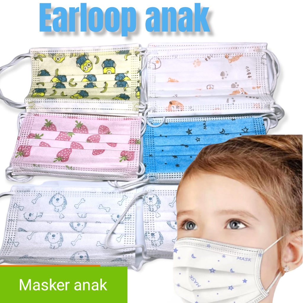 Jual Masker anak 3 ply isi 50/masker motif /masker anak anak non medis ...